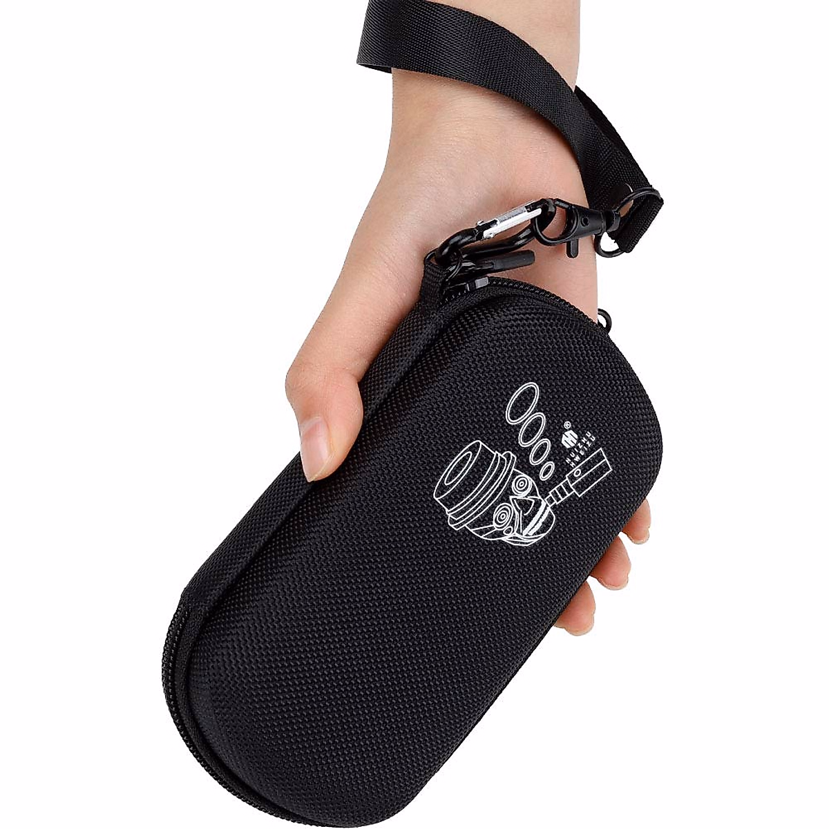 HUIZHU Hard Shell EVA Pouch double Zipper case for Storing Pen battery,non-slip and elastic bands for holding battery and USB charger tidy (Black)