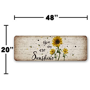 Briskdecor Kitchen Rugs and Mats Set, Absorbent Soft Non-Skid Rubber Backing Area Rugs, Sunflower Washable Floor Comfort Mats and Carpet Runner, 20 Inch x 48 Inch, Yellow