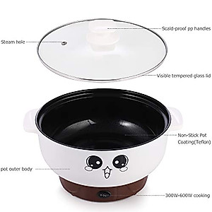 MINGPINHUIUS 4-in-1 Multifunction Electric Cooker Skillet Wok Electric Hot Pot For Cook Rice Fried Noodles Stew Soup Steamed Fish Boiled Egg Small Non-stick with Lid (2.8L, without Steamer)