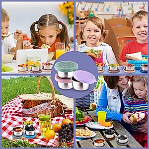 Maxcheck 24 Pack 2.4 oz Salad Dressing Container with Leakproof Silicone Lids Small Condiment Containers Reusable Stainless Steel Sauce Cup Bulk for Lunch Bento Box Picnic Travel (Morandi Color)