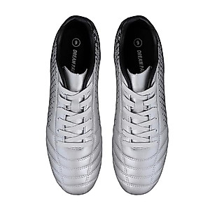 DREAM PAIRS Mens Superflight-1 Firm Ground Soccer Cleats Soccer Shoes, Silver/Black - 7 (Cleats)