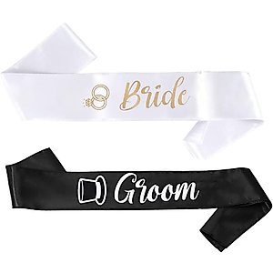 Bride & Groom Sash Set - Bride to Be Sash Groom to Be Sash Engagement Party Favors, Bachelor Bachelorette Party Supplies Bridal Shower Sash Set Decorations Just Married Gift Engaged Decor Accessories