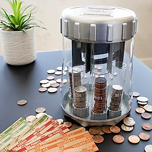 Digital Coin Counter Automatic Coin Sorter - 2020 Version - Digitally Keeps Count of and Automatically Sorts U.S. Coins into Individual Tubes with 20 Coin Wrappers Included