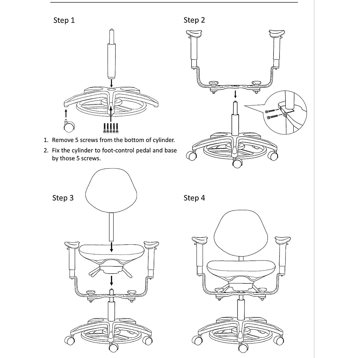 MrHugoo Medical Dynamic Chair Stool Microscope Chair,Ergonomic Saddle Stool,Foot Control,Swiveling Armrest Chair, PU Fabric Leather