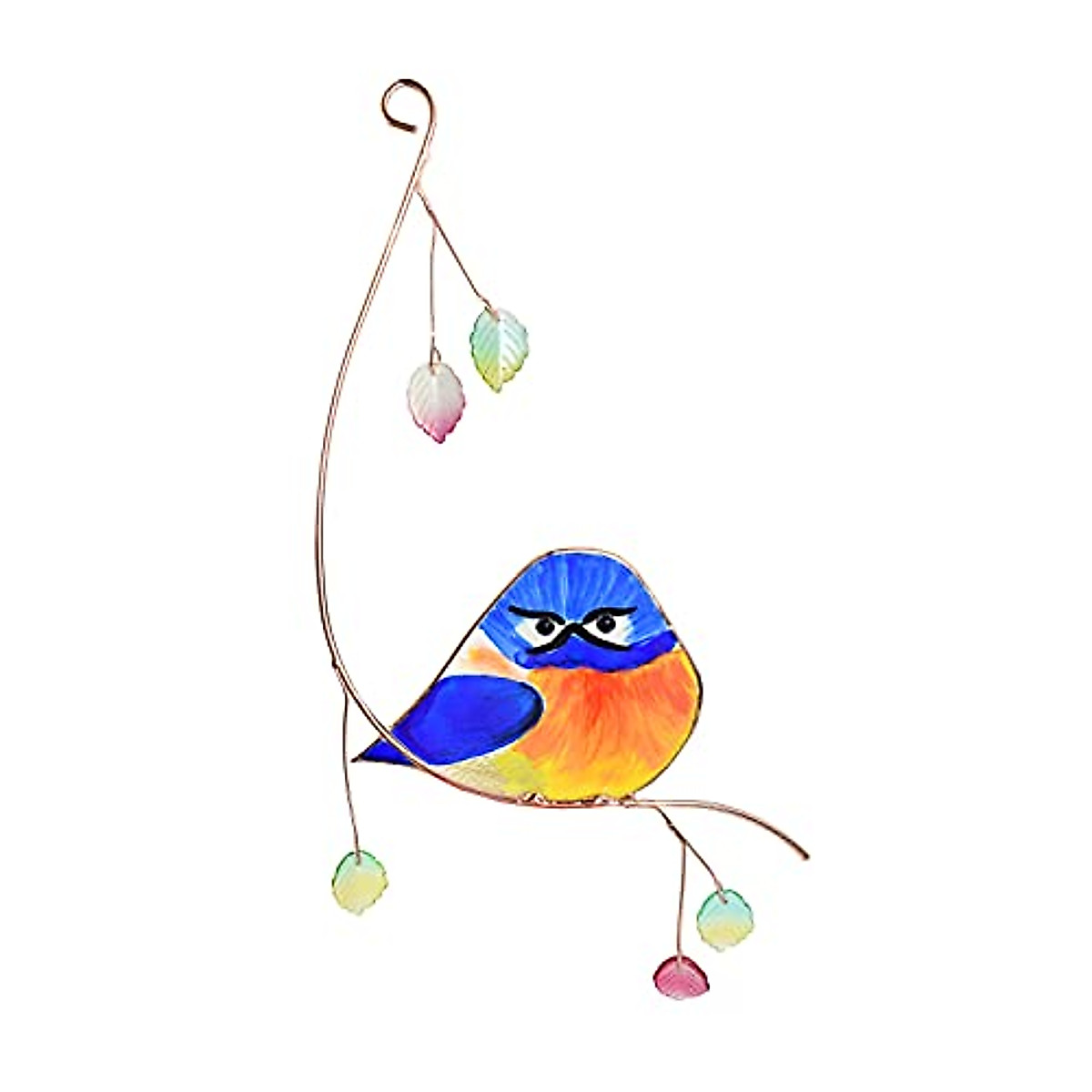 Lolitarcrafts Grumpy Owl Stained Glass Suncatcher Bluebird Stained Glass Window Hangings Glass Painting Bird Hanging