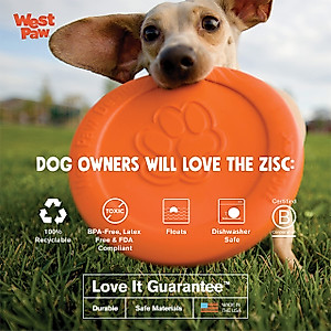 West Paw Zogoflex Zisc Dog Flying Disc, High Flying Aerodynamic Disc for Dogs Puppy – Lightweight, Floatable Disc for Fetch, Tug of War, Catch, Play – Doubles as Food/Water Bowl, Large 8.5", Aqua Blue