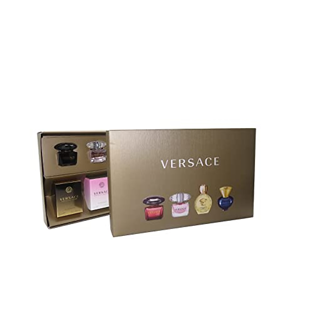 Versace Gifts & Sets Womens Mini Set (Crystal Noir/Bright Crystal/ Eros Pour Femme EDT, Pour Femme Dylan Blue EDP)
