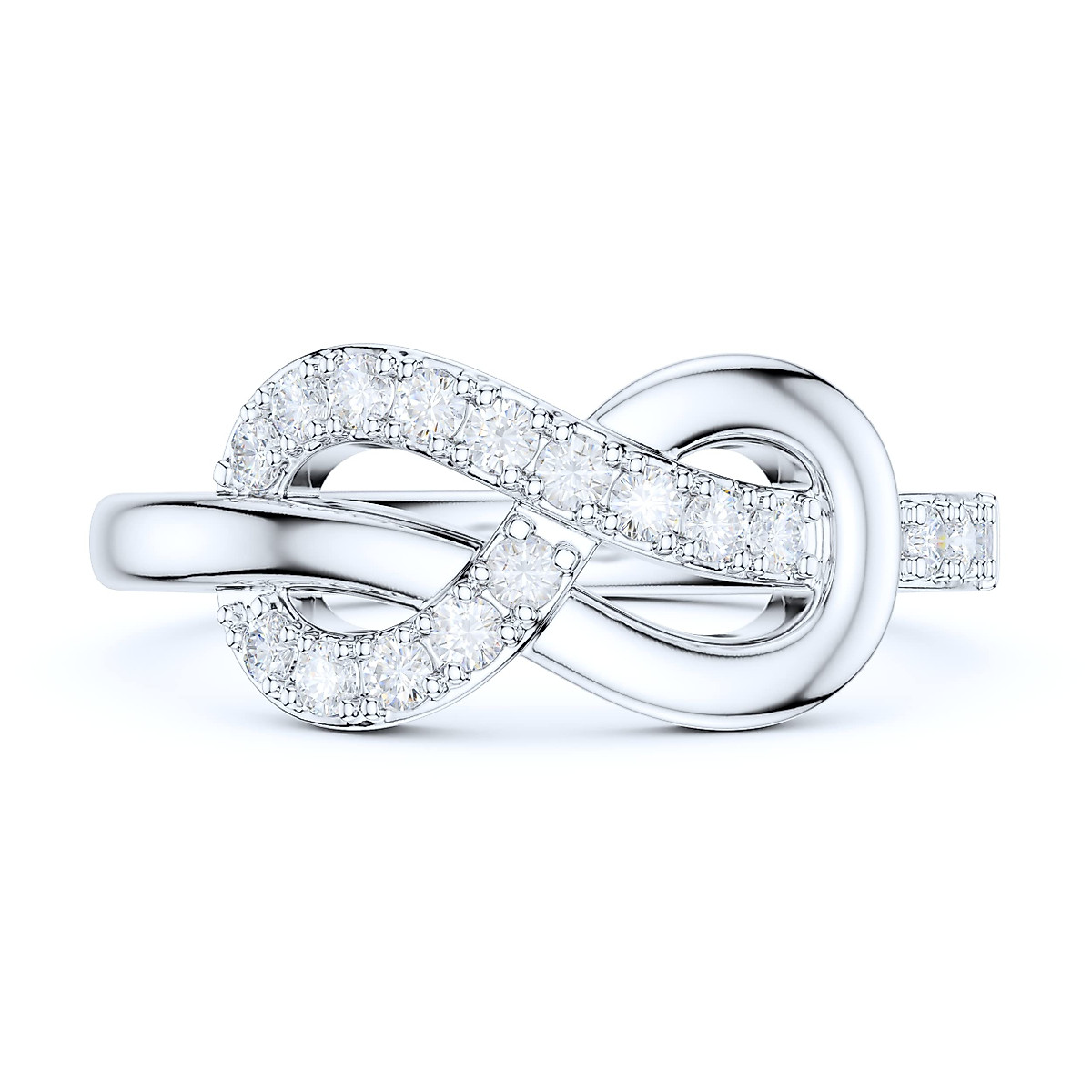 PRSTANI Real Sterling Silver Thick Tie The Infinity Love Knot Genuine Moissanite Intertwined Ring Promise Ring (7.5)