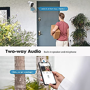 TMEZON Wireless Security Camera Outdoor WiFi Battery Rechargeable Powered 2K Camera for Home Surveillance Night Vision with AI Motion Detection, 2 Way Audio, Waterproof, SD/Cloud