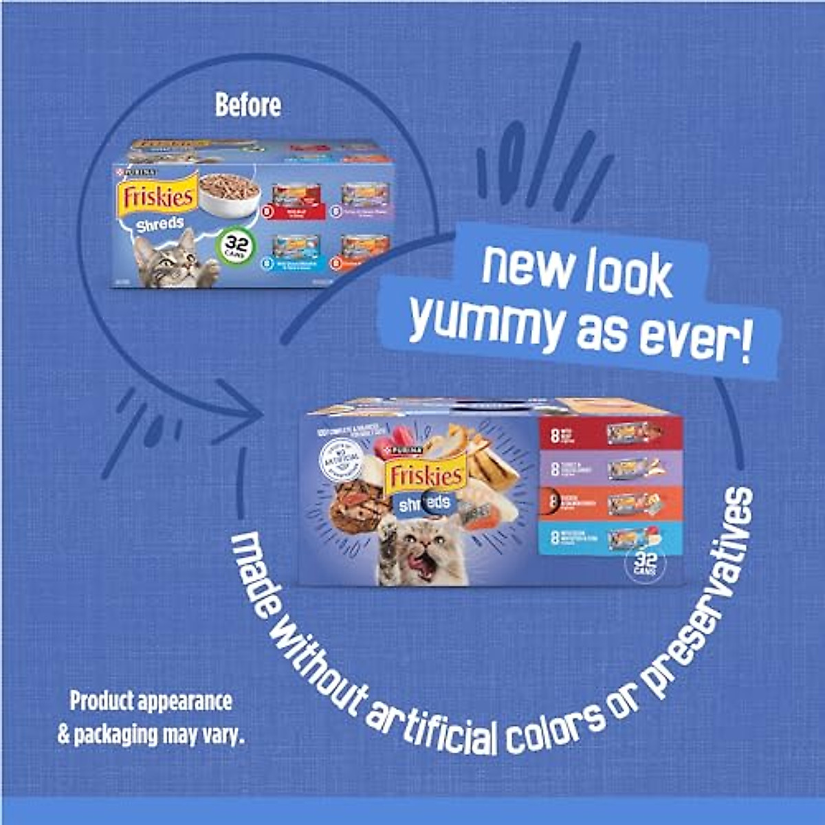 Purina Friskies Gravy Wet Cat Food Variety Pack, Savory Shreds - (Pack of 32) 5.5 oz. Cans