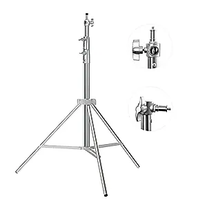 Heavy Duty Light Stand Photography: Stainless Steel - Takerers 9.2ft/110inch Adjustable Tripod stands with Spring Cushioned, 1/4" to 3/8" Universal Screw, Carry Bag for Softbox, Strobe(Max Load: 22lb)