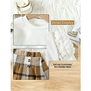 DONWEN Toddler Girl Clothes 4t 5t Fall Winter Clothes Long Sleeve Cotton Shirt Button Skirts 2pcs Toddler Girls Clothes