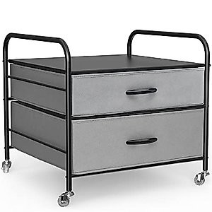 Fridge Stand with Storage, WAYTRIM Kitchen Fridge Stand Mini Fridge Organizer Stand for Dorms Refrigerator Stand with Metal Frame Wooden Tabletop 4 Swivel Wheels for Mobility