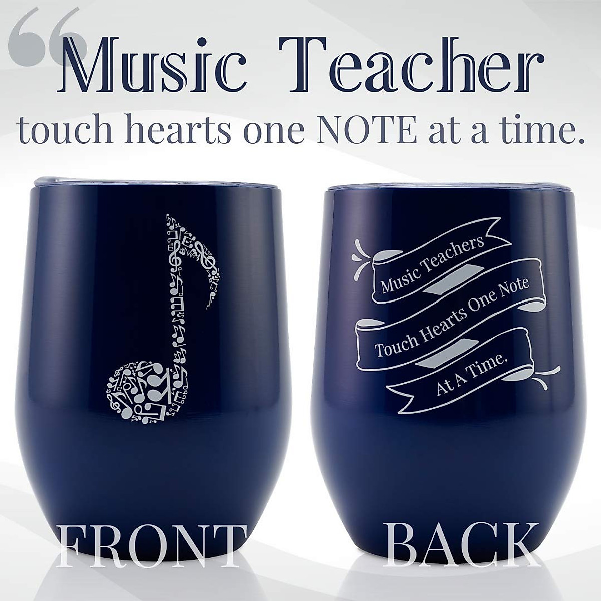 Onebttl Teacher Appreciation Gifts 12oz Wine Tumbler with Lid for Christmas, Appreciation Day, End of Term from Student - Music, Piano Teacher
