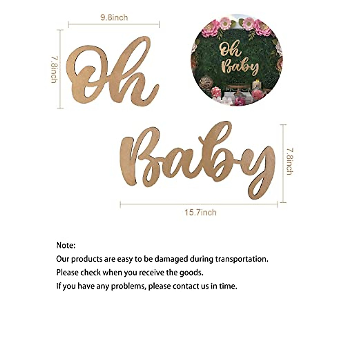 Wood Gold Baby Sign Baby Shower Banner for 1st Birthday Backdrop, Baby Party Sign Wooden Cutout Nursery Decor, Baby Party Banner Event Decorations for Gender Reveal Backdrop ,Baby Announcements