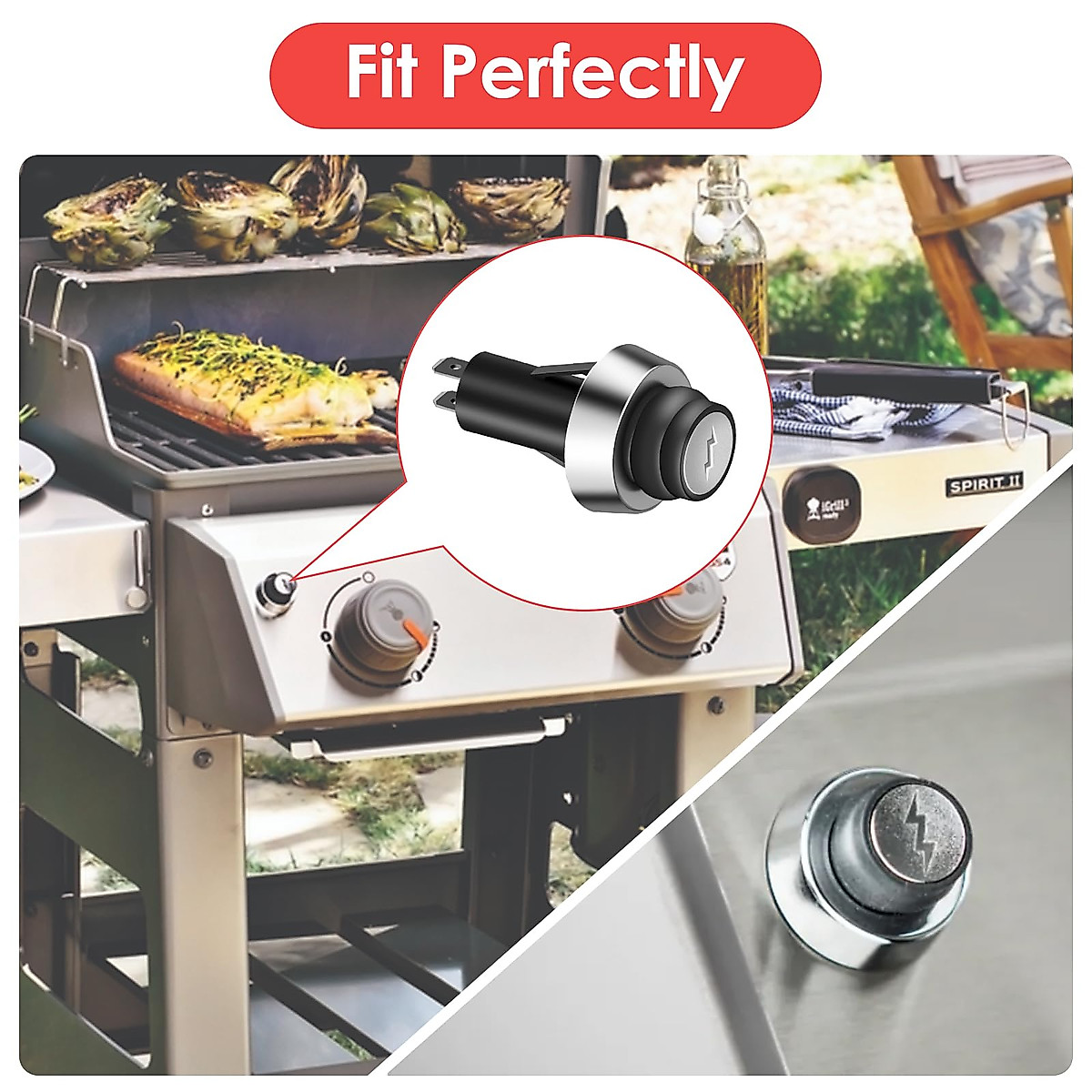 Senshare Grill Igniter Replacement for Weber 66220 Igniter Button Switch, Compatible with Weber Spirit 2 Grill Parts & Weber GS4 Grill Parts, Fits Spirit II Gas Grills E210 E310 S210 S310, 1 Pack