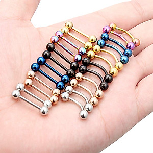 Hoeudjo 24 Pcs Nipple Rings 14G Curved Barbell Snake Eyes Tongue Ring Piercing Jewelry 316L Surgical Steel Nipplering Barbell 12mm Silver-tone Black Rose Gold