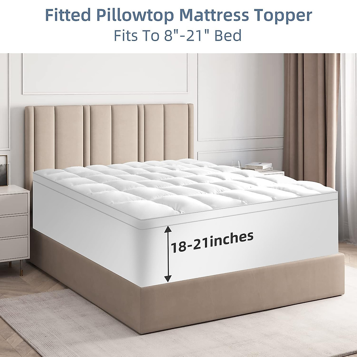 songlibin Mattress Topper,Extra Thick Mattress Pad for Back Pain,Cooling Mattress Cover with 21'' Deep Pocket, Breathable Bed Topper for Hot Sleeper(White), King(78''×80'') (JMCL5-20230603)