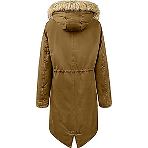 Uoiuxc Women's Hooded Winter Coat Warm Fleeced Lined Parka Long Jackets (Khaki,Medium)