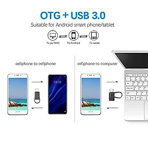 128GB USB C Flash Drive, 2-in-1 USB 3.0 Thumb Drive, Dual USB Memory Stick Pen Drive for Type-C Android Smartphones Tablets and New MacBook, Black
