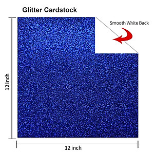 Rramorrra Blue Glitter Cardstock Paper 12" x 12" 15 Sheets 350gms/130lb Heavyweight Premium Royal Blue Sparkly Construction Paper for Cricut Machine, Craft, Halloween, Party Decoration