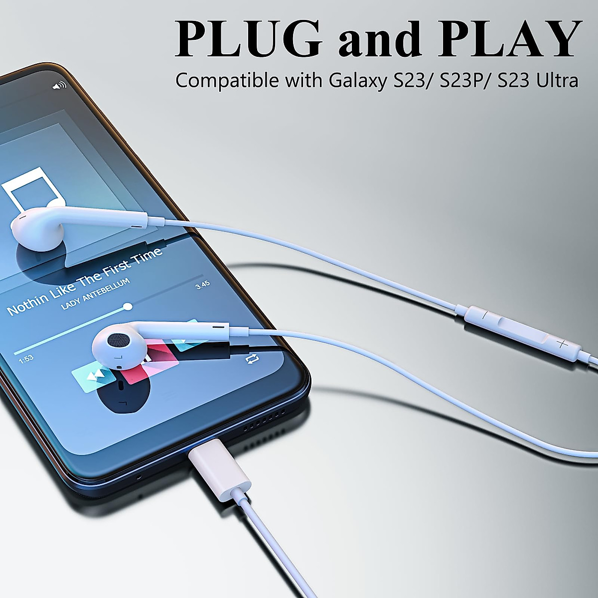 Aolcev USB C Headphones, Type C Earphones for Samsung Galaxy S23/ S23P/ S23 Ultra, in-ear Type C Earbuds with Mic, Noise Canceling Earbuds Wierd, Earbuds for iPhone 15 and Most Type C Devices, White