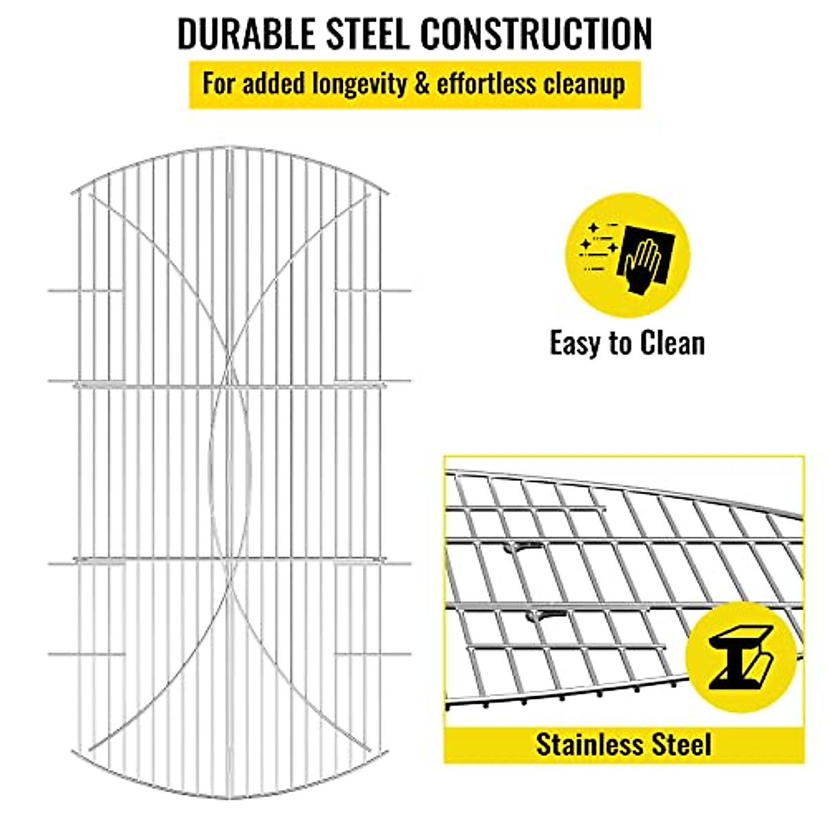 VEVOR Fire Pit Grates, Foldable Round Cooking Grate, Stainless Steel Tight Grid Campfire BBQ Grill with Portable Handle for Outdoor Picnic Party & Gathering, Silver (36 inch-No Handle)