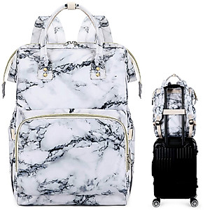 CAMTOP Travel Laptop Backpack with USB Charging Women Girls 15.6 Inch Lightweight College School bookbag (Marble)