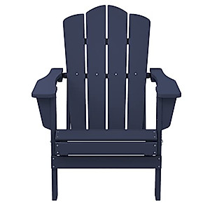 KINGYES Folding Adirondack Chair, HDPE All-Weather Adirondack Chair, Navy