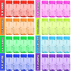 48 Pack Bubble Bottle with Wand Attached to the Cap (8 Colors), Bubbles Bulk Set for Kids Party Favors, Blower Bubbles Refill Toy for Toddler Summer Outside, Birthday Gift, Goody Bag Stuffers Supplies