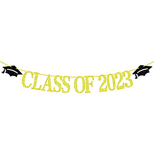 Class of 2023 Banner, Congratulations Banner for 2023 Graduation Decorations(Black and Gold)