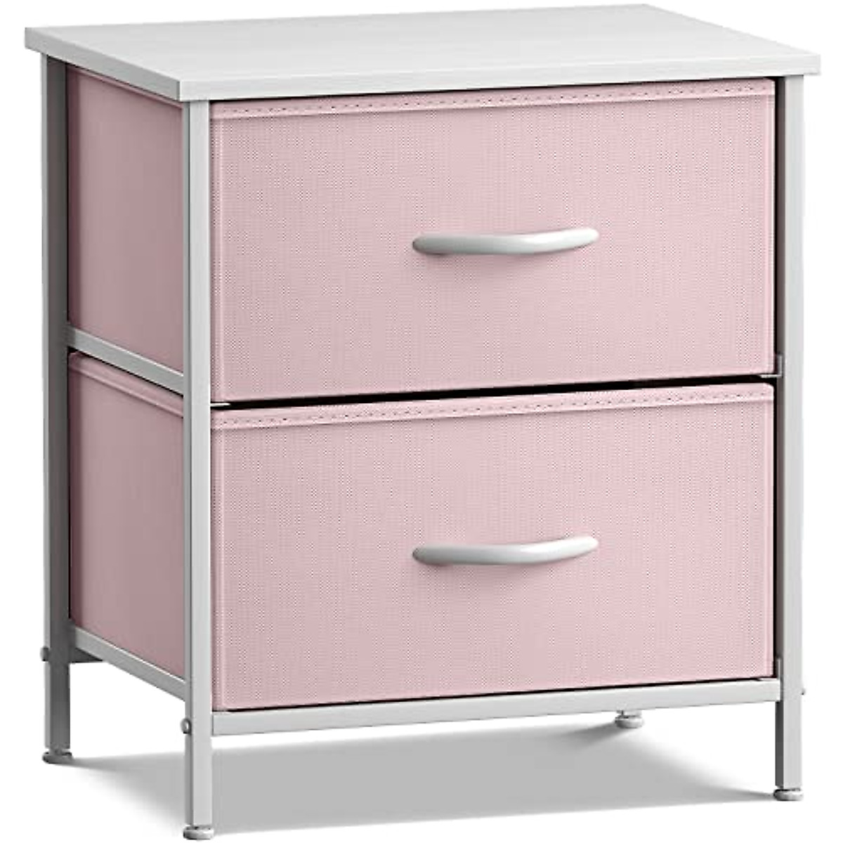 Sorbus Nightstand with 2 Drawers - Kids Bedside Furniture End Table Night Stand - Steel Frame, Wood Top & Easy Pull Fabric Bins - Dresser & Chest for Home, Bedroom Accessories, Office & College Dorm