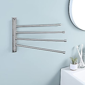 KES Swivel Towel Rack, Bathroom Swivel Towel Bar Swing Out Towel Holder 4-Arm Multiple Towel Rack 13.8 Inch Space Saving SUS 304 Stainless Steel Wall Mount Brushed Finish, A2102S4-2