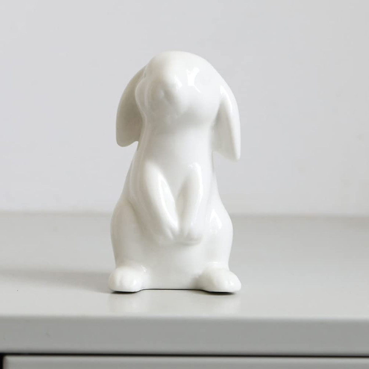 4Pcs Easter Rabbit Figurine Ceramic Bunny Statues Mini Garden Ornaments Easter Party Decor for Lawn Table Office