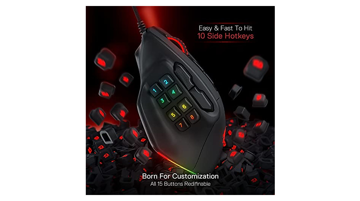 Redragon M811 Aatrox MMO Gaming Mouse - 15 Programmable Buttons