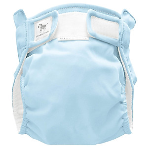 Amazing Baby Hybrid Cloth Diaper Cover with Pocket-Sling, Large, Sz 4 (22-40 lbs), Use Boosties Inserts, Pastel Blue, SmartNappy Set includes Swim Cover + Tri-fold Insert + Booster Pad