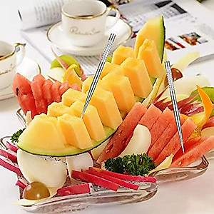 bonmall Dental Teeth Pick Stainless Steel Toothpick Set Reusable Tooth Stains Remover Dental Tool Teeth Cleaning Tools with Holder for Outdoor Picnic, Camping, Travel (7PCS/Set)