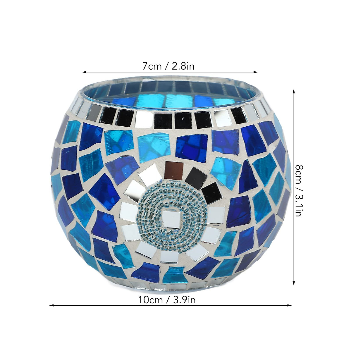 Mosaic Glass Votive Candle Holder for Tealight,Round Bowl Votive Candle Holders Pillar Candle Stands, Glass Mosaic Tealight Holders Potted Plant Bowl Vase Candle Centerpiece for Table Wedding