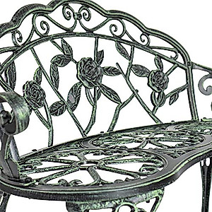 Sun-Ray 213054 Rose Garden Park Patio Bench, Verdigris