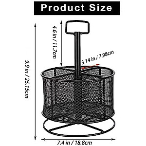 Marbrasse Mesh Desk Organizer, 360-Degree Rotating Multi-Functional Pen Holder, 4 Compartments Desktop Stationary Organizer, Home Office Art Supply Storage Box Caddy (Black)