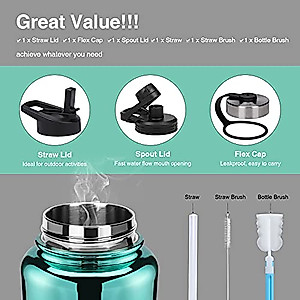 KEEPTO Vacuum Insulated Water Bottle BPA Free,Stainless Steel Water Jug with Straw