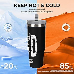 Is God The Time I Love Jesus 30 OZ Insulated Tumblers with Handle And Straw Leakproof Vacuum Insulated Stainless Steel Water Bottle for Car Fishing Travel