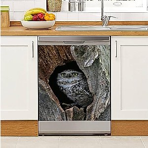 Dishwasher Magnet Cover Closeup a Burrowing owl Athene cunicularia a Hollow Tree Noord Brabant Magnetic Refrigerator Stickers Decorative Appliance Cover Fridge Panels Metal Door Garage 23x26in