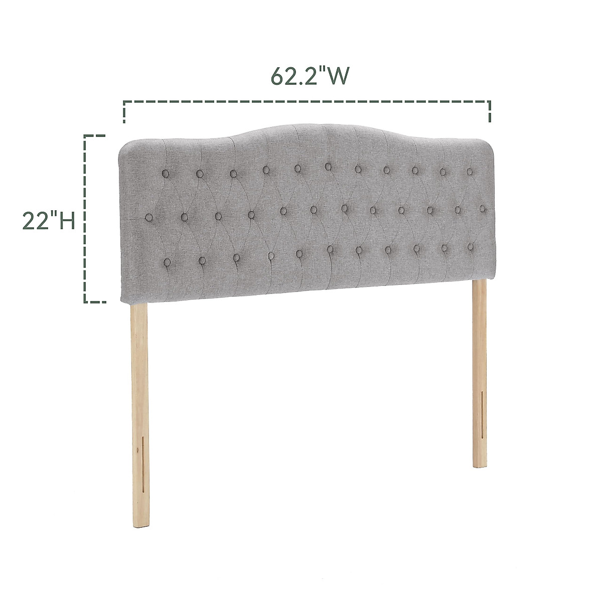 Iroomy Upholstered Queen Headboard, Button Diamond Tufted Headboard with Adjustable Height and Solid Wood Leg, Linen Fabric Padded Headboard for Queen Size Bed, Mordern Head Board, Grey