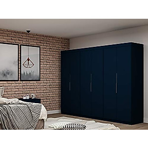 Manhattan Comfort Mulberry Mid Century Modern 6 Drawer Sectional Wardrobe Closet, Set of 3, Midnight Blue