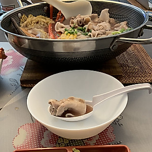 JapanBargain 2777, Set of 12 Chinese Soup Spoons Asian Korean Japanese Wonton Soba Rice Pho Ramen Noodle Spoon Notch and Hook Ladle Style Spoon, White Color