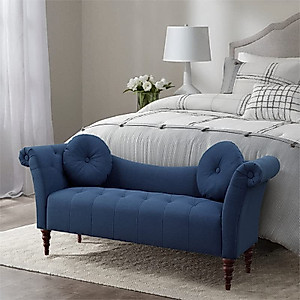 Lexicon Adira 75" Traditional Fabric Settee with 2 Pillows in Blue