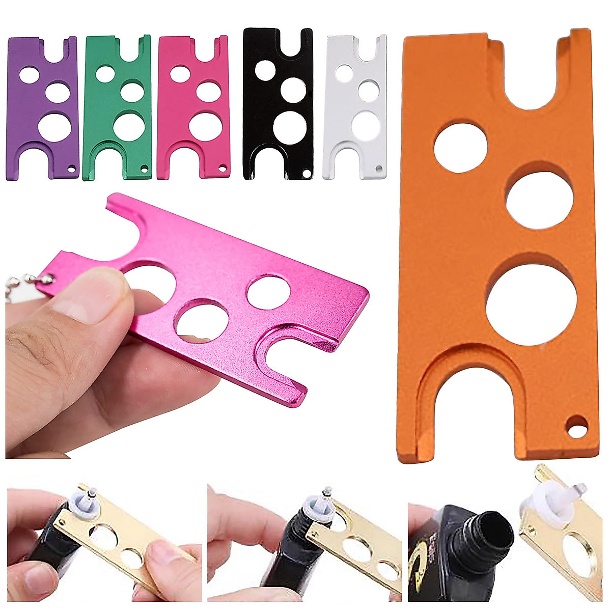 Essential Oils Opener Key Tool Set (Multi-Colored) The Perfect Opener and Remover Accessory for Roller Balls and Caps on Most Bottles,Universal Metal Key Tool Opener and Remover (Pink)