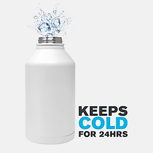 Hydraflow Crusader - Triple Wall Vacuum Insulated Water Bottle with Dual Lid (64oz, Pastel Pink) Stainless Steel Metal Thermos, Reusable Leak Proof BPA-FREE for Sports and Travel