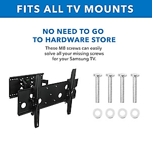 MOUNT-IT! M8 Screws for Samsung TV [M8 x 45mm, Pitch 1.25mm] Stainless Solid Steel Screw Bolts for Wall Mounting | Samsung 7, 8 9 Series Compatible (Silver)
